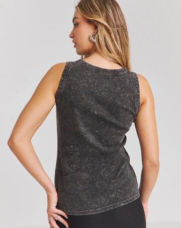 Washed Black Distressed Tank | Simply Be