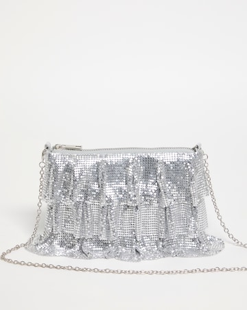 Silver Ruffle Chainmail Bag | Simply Be