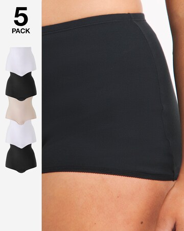 Pretty Secrets (5 Pack) Cotton Comfort Short Knickers Black/White ...