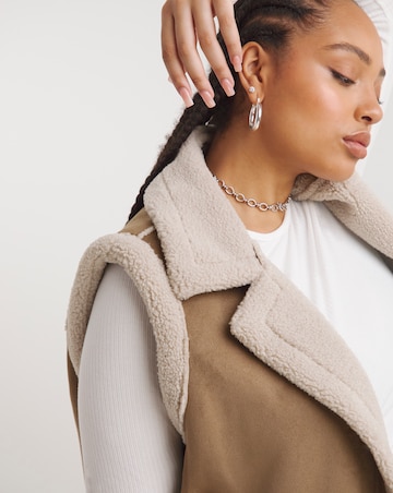 Tan Shearling Gilet | Simply Be