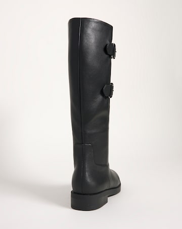 Cosmo Double Buckle High Leg Boot EEE Fit Curvy Calf | Simply Be