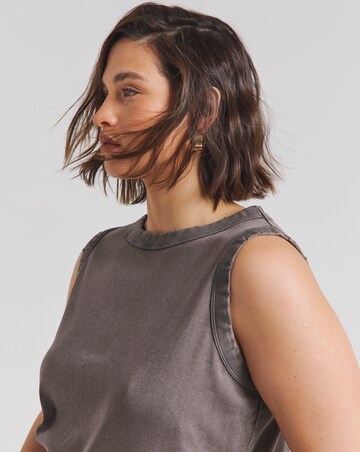 Grey Acid Wash Distressed Tank | Simply Be