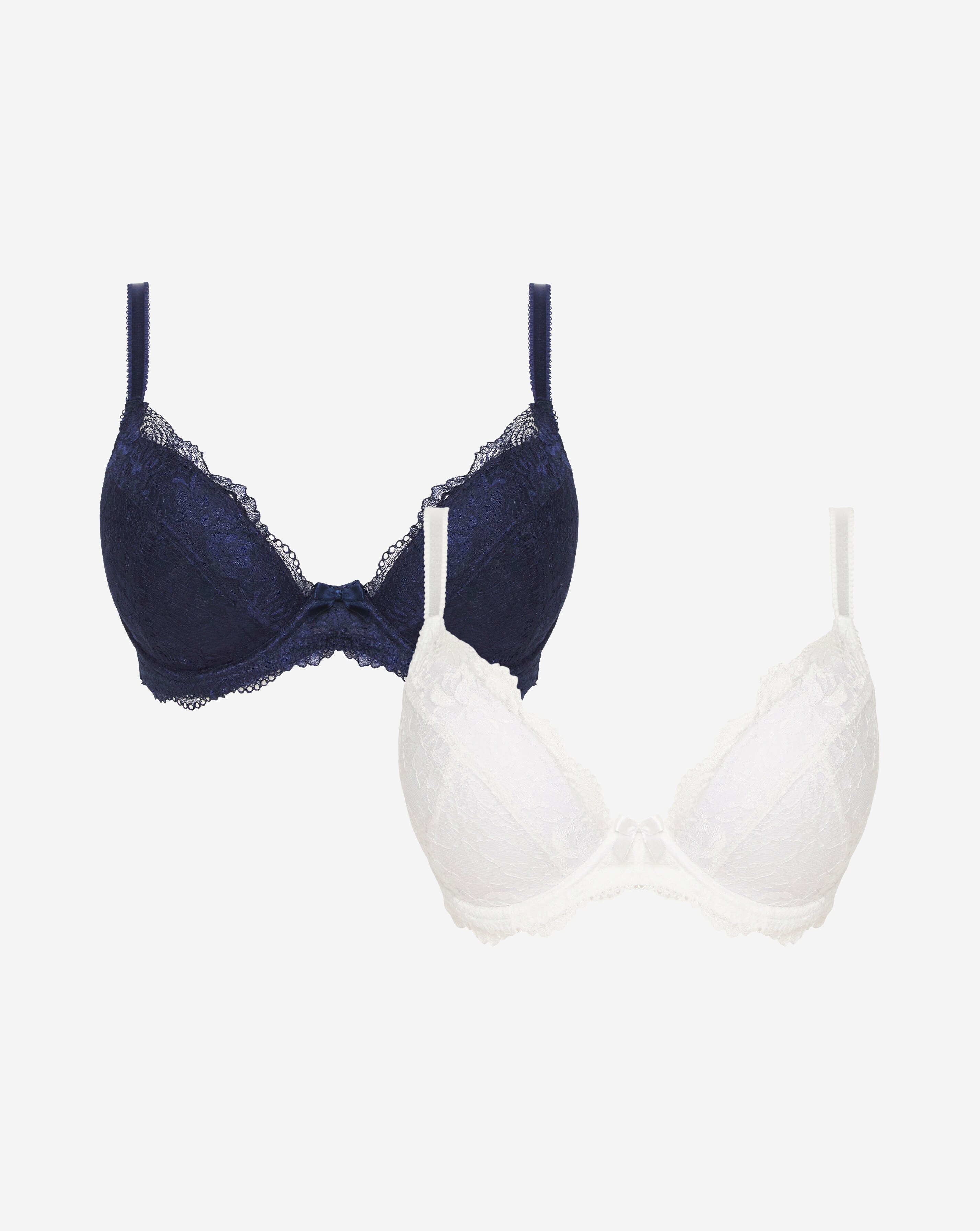 Pretty Secrets 2 Pack Ella Lace Padded Plunge Wired Bras | Simply Be