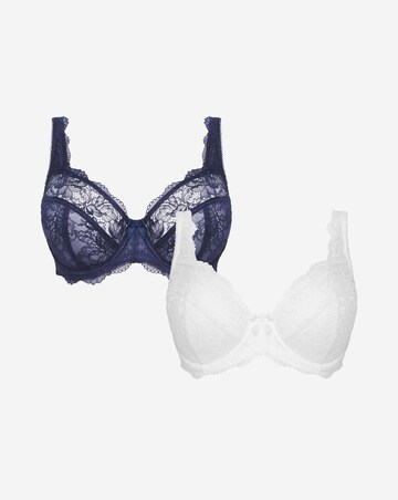 Pretty Secrets 2 Pack Ella Lace Full Cup Wired Bras | Simply Be