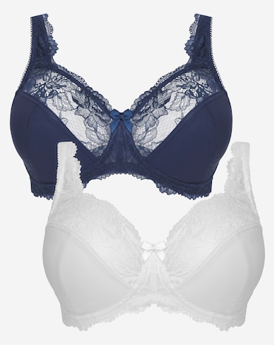 Pretty Secrets 2 Pack Ella Lace Non Wired Full Cup Bras | Simply Be
