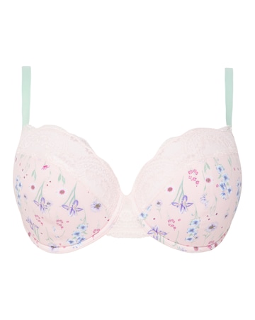 Pretty Secrets Floral Print Micro U/W Padded Plunge Bra | Simply Be