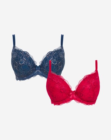 Pretty Secrets 2 Pack Ella Lace Padded Plunge Wired Bras | Simply Be
