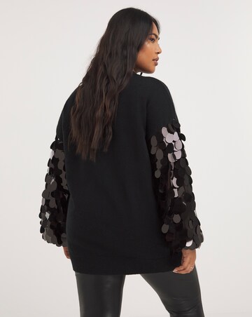 Lovedrobe Disk Sequin Sleeve Jumper | Simply Be