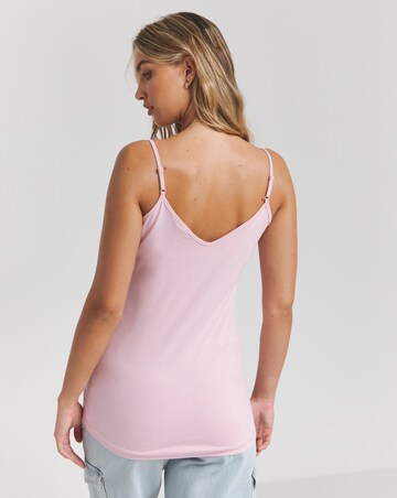 Grey Marl & Pink 2 Pack V Neck Longline Camis | Simply Be