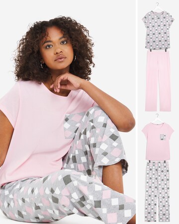 Pretty Secrets Value 2 Pack Short Sleeve Pyjama Sets | Simply Be