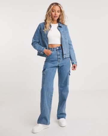 Zip Front Bright Blue Denim Jacket | Simply Be