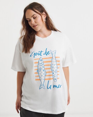 White Sardines Slogan T-Shirt | Simply Be