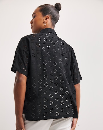 Black Broderie Boxy Shirt | Simply Be