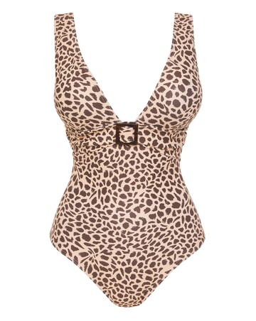 Figleaves Serengeti High Apex Swimsuit Long Length | Simply Be