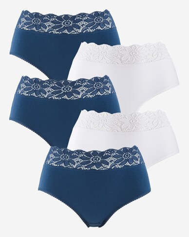 5 Pack Lace Top Full Fit Briefs | Simply Be