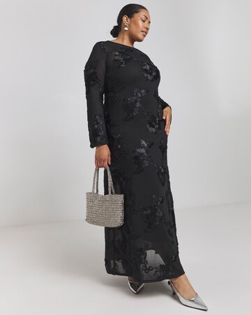 Joanna Hope MAGISCULPT Textured Mesh Column Dress | Simply Be