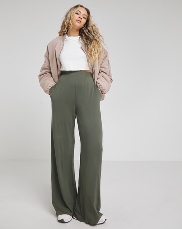 Khaki Jersey Wide Leg Touser | Simply Be