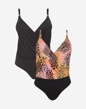 MAGISCULPT 2 Pack Twist Front Blouson Swimsuits | Simply Be