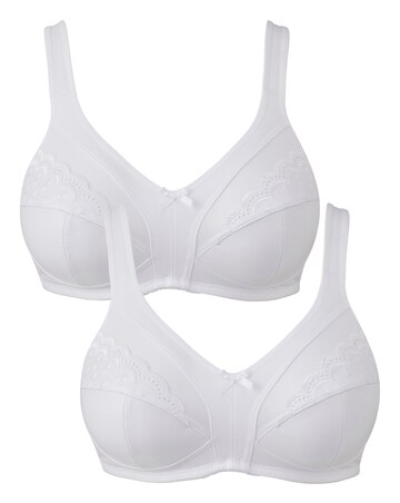 Naturally Close 2 Pack Sally Minimiser Non Wired White Bras | Simply Be
