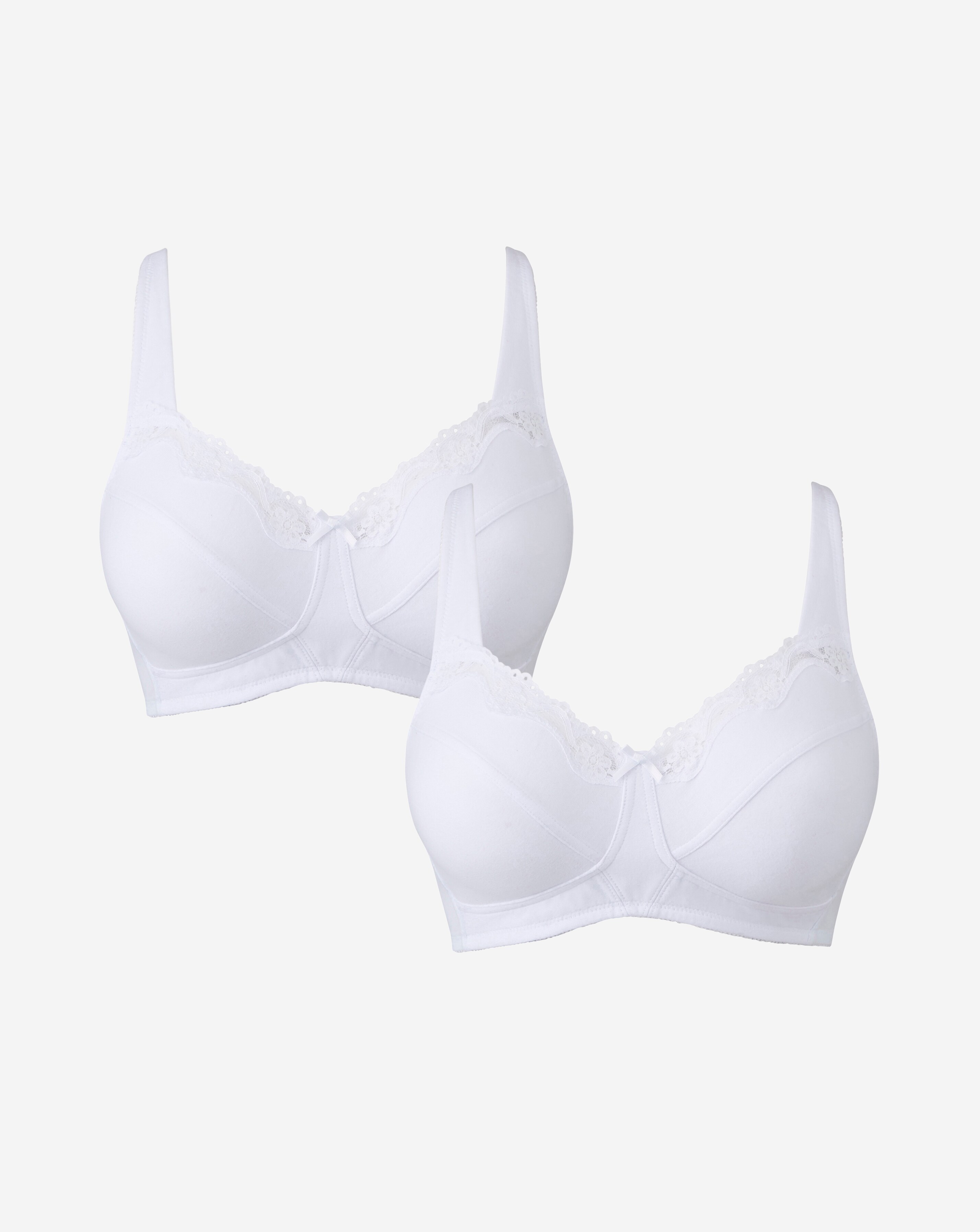 Naturally Close 2 Pack Sarah Non Wired Cotton Rich White Bras | Simply Be