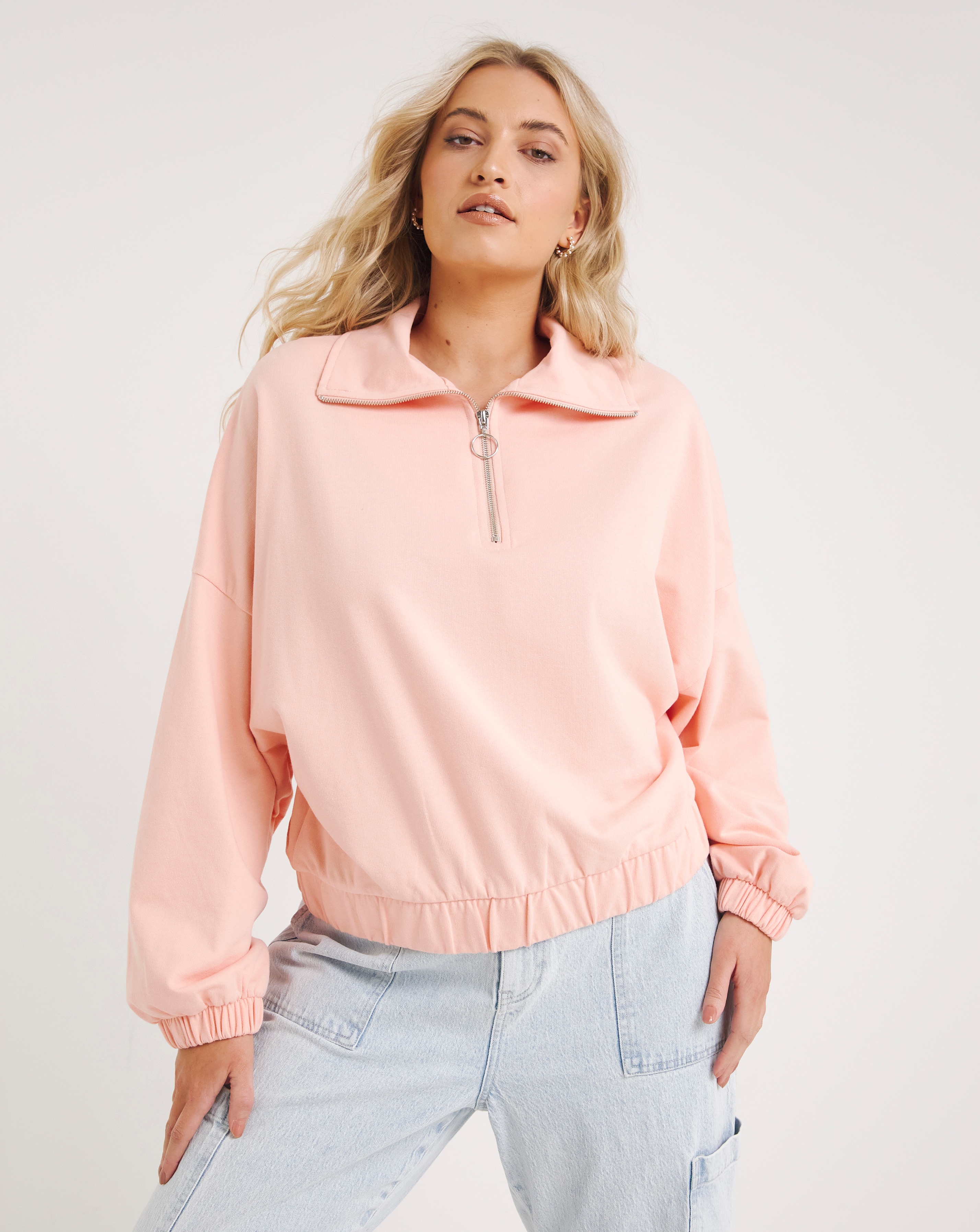 Peach Zip Up Sweatshirt | Simply Be