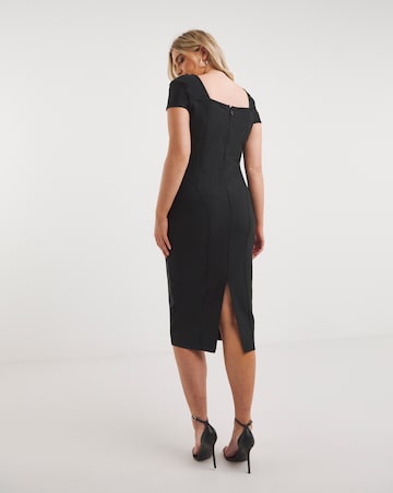 Simply Contour Black Contouring Seam Stretch Bandage Midi Dress | Simply Be