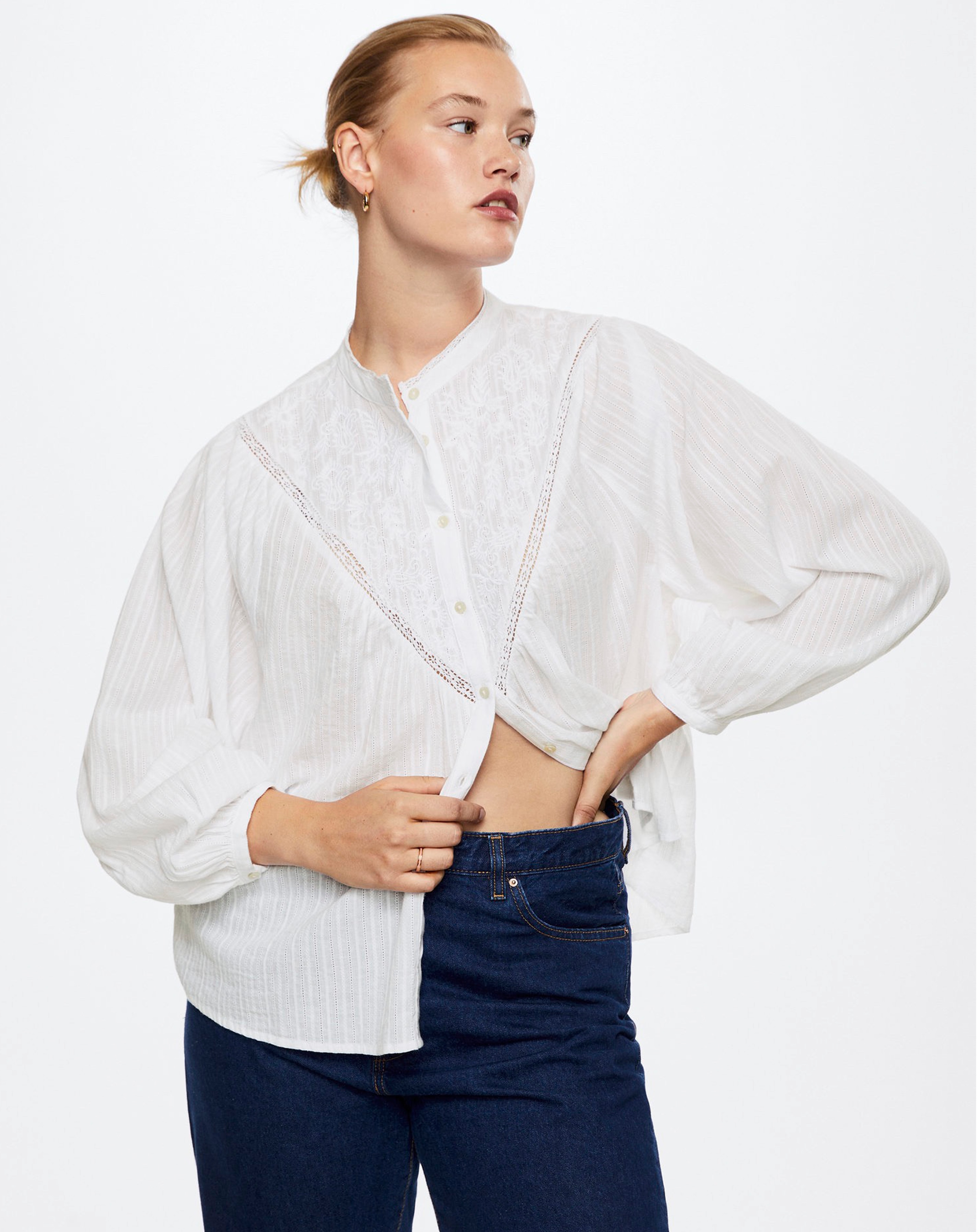 Mango Embroidered Cotton Blouse | Simply Be