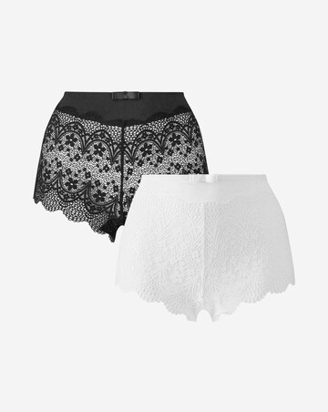 Pretty Secrets 2 Pack Lottie Lace Black/White Briefs | Simply Be