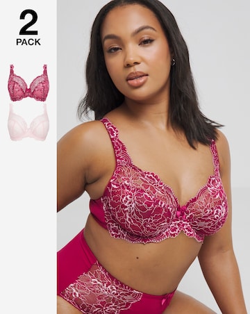Pretty Secrets 2 Pack Ella Lace Full Cup Wired Bras Simply Be