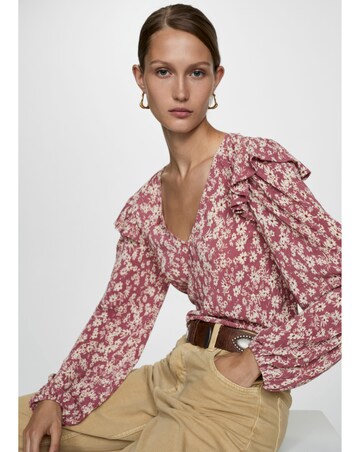 Mango Floral Shoulder Ruffle Top | Simply Be