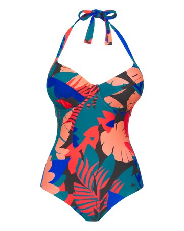 Tropical Padded Underwired Plunge Swimsuit | Simply Be