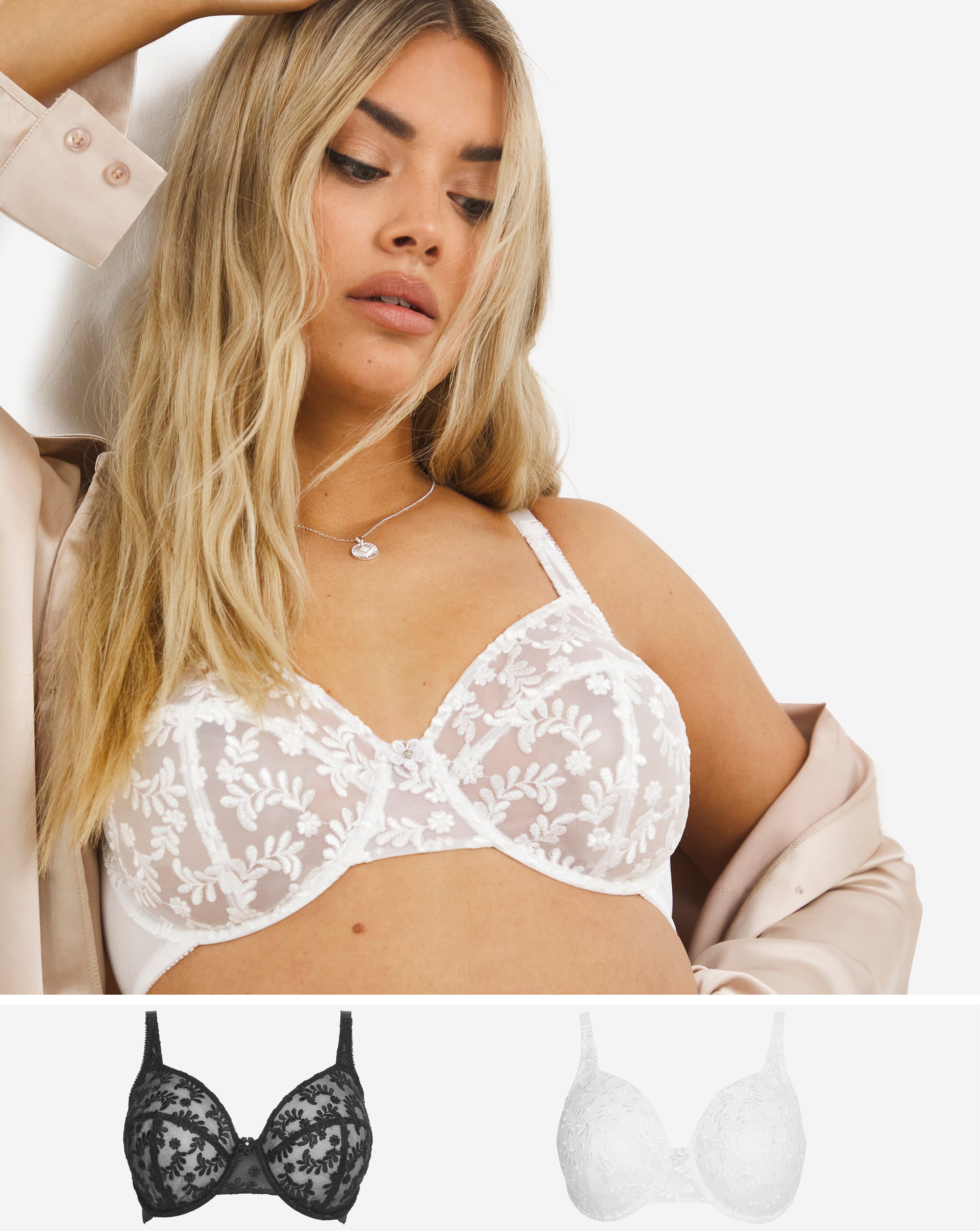 2 Pack Lesley Everyday Embroidered Full Cup Bras | Simply Be