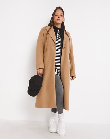 Camel Single Breasted Unlined Coat | Simply Be