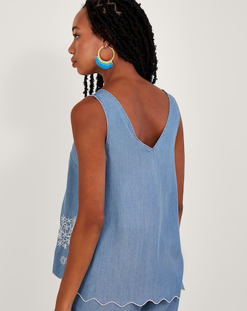 Monsoon Embroidered Denim Tank Top | Simply Be
