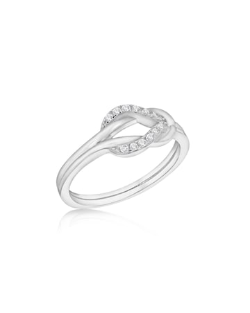 Sterling Silver CZ Linked Loops Ring | Simply Be
