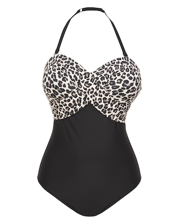 Figleaves Tailor Underwired Tummy Control Swimsuit Longer Length | Simply Be