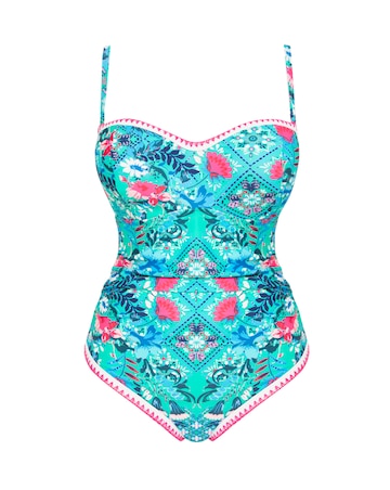 Figleaves Frida Underwired Bandeau Swimsuit Longer Length | Simply Be