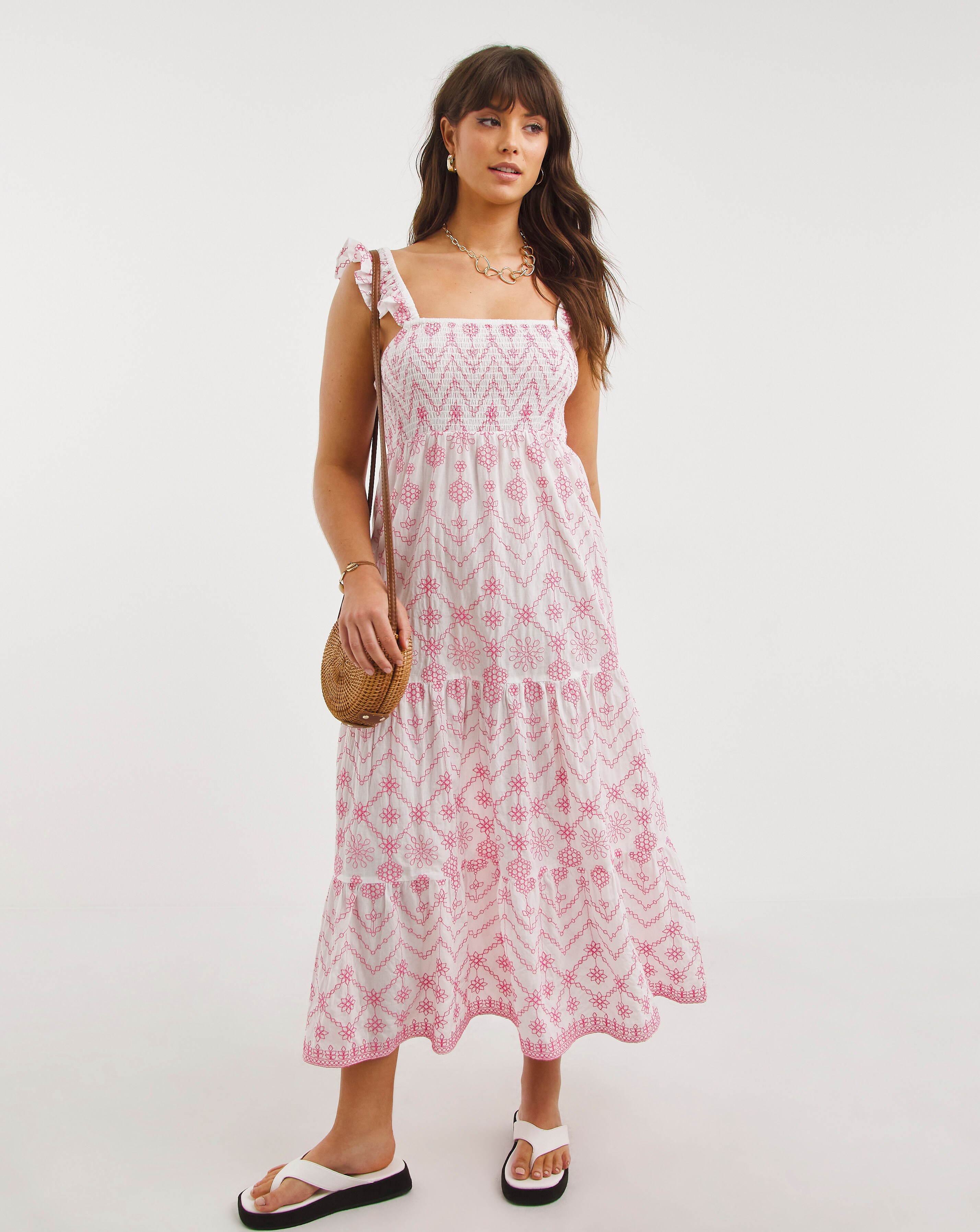Figleaves Frida Embroidered Cotton Maxi Beach Dress | Simply Be