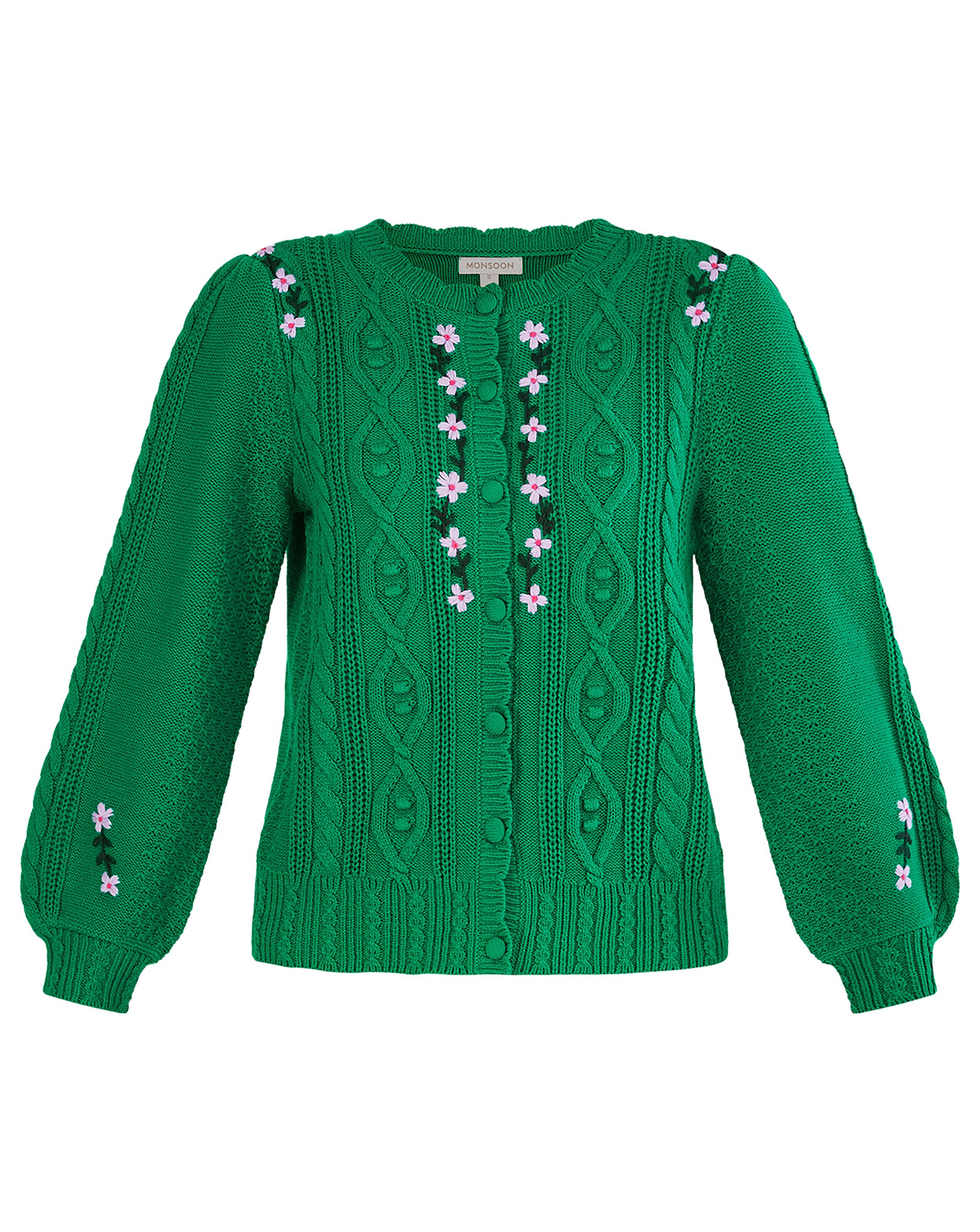 Monsoon Embroidered Cable Knit Cardigan | Simply Be