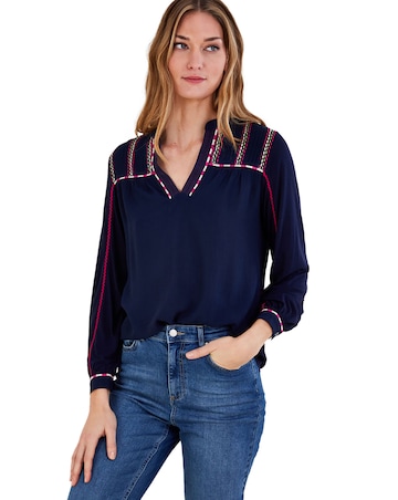 Monsoon Embroidered Tape Jersey Top | Simply Be