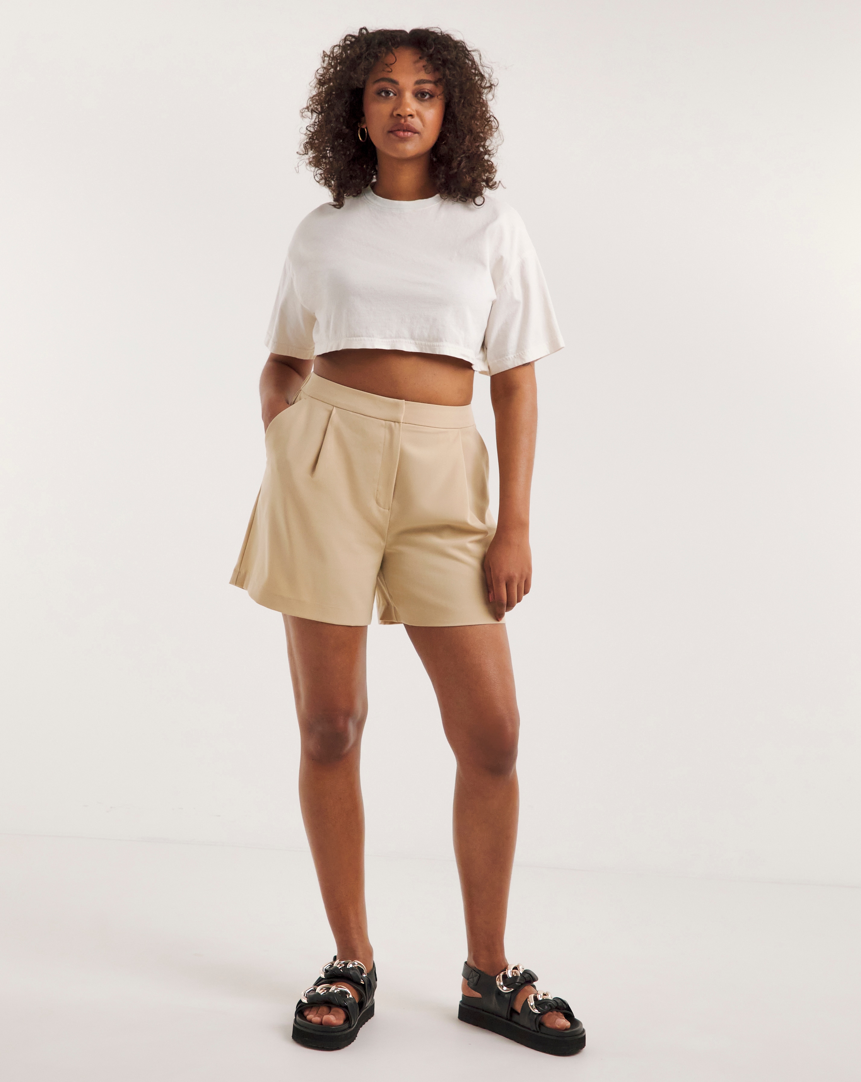 Stone Tailored City Shorts | Simply Be