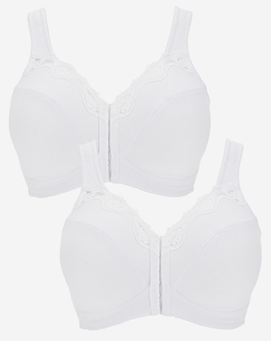 Pretty Secrets Sarah 2 Pack White/White Front Fastening Bras | Simply Be