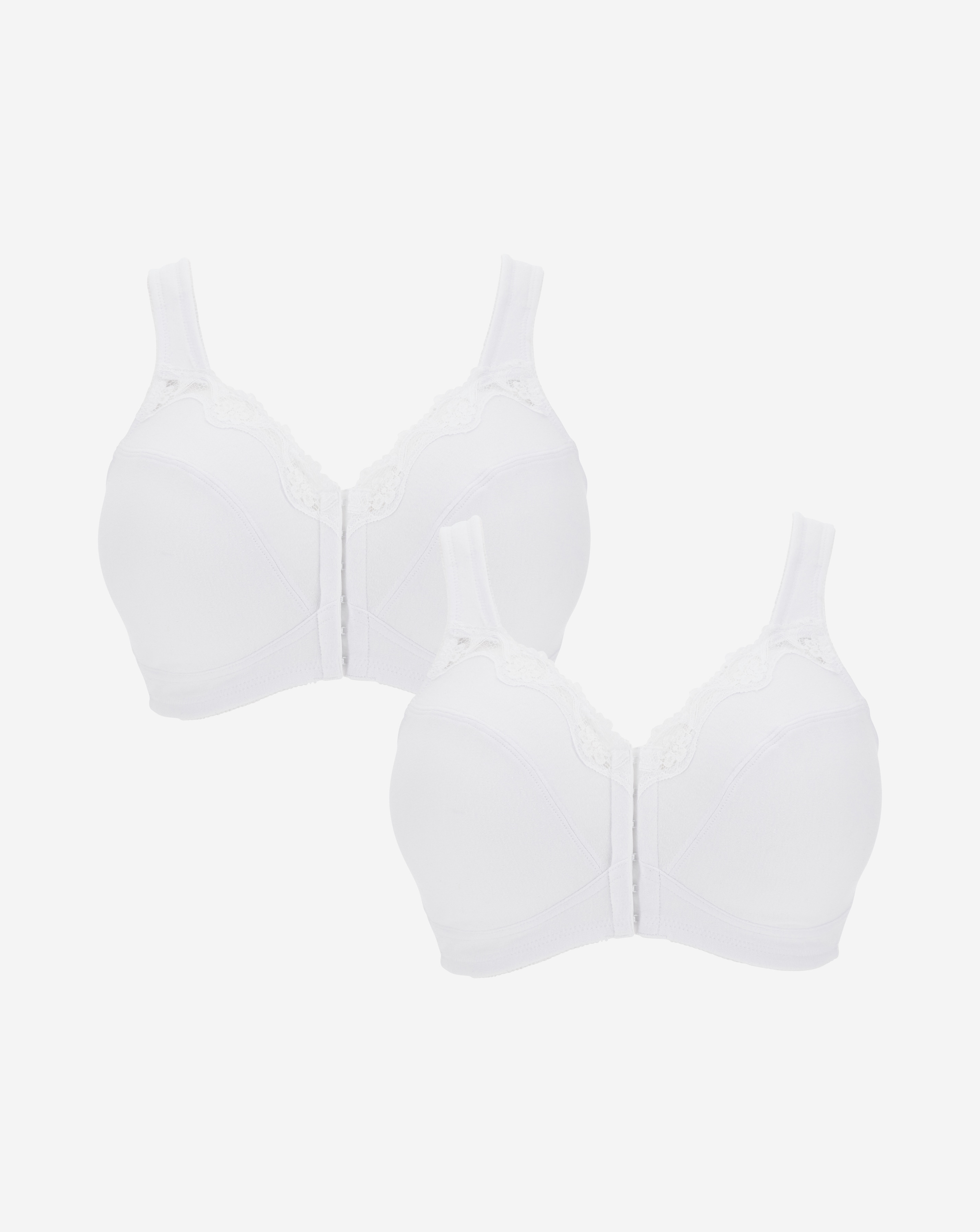 Pretty Secrets Sarah 2 Pack White/White Front Fastening Bras | Simply Be