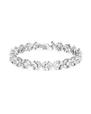Silver Plated Cubic Zirconia Floral Tennis Bracelet | Simply Be