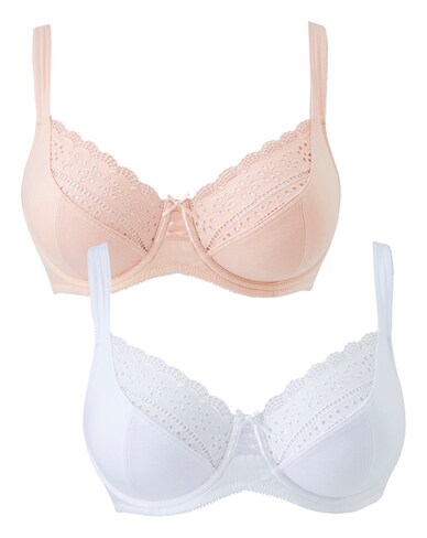 Pretty Secrets Jane 2 Pack Blush/White Full Cup Wired Bras | Simply Be
