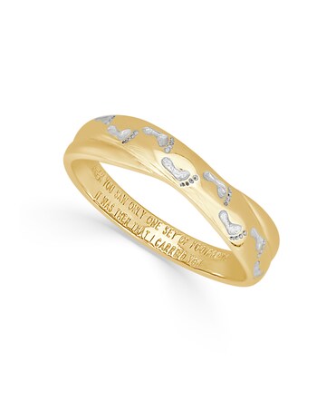 9ct Yellow Gold Footprints Twist Ring | Simply Be