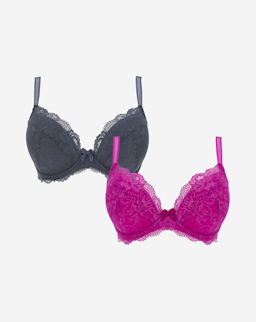 Pretty Secrets 2 Pack Ella Lace Padded Plunge Bras | Simply Be
