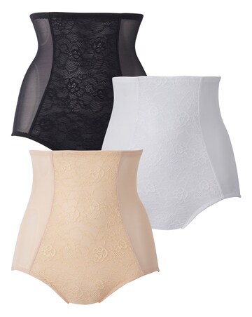 Magisculpt 3 Pack High Waisted Black/White/Almond Briefs Firm Control ...