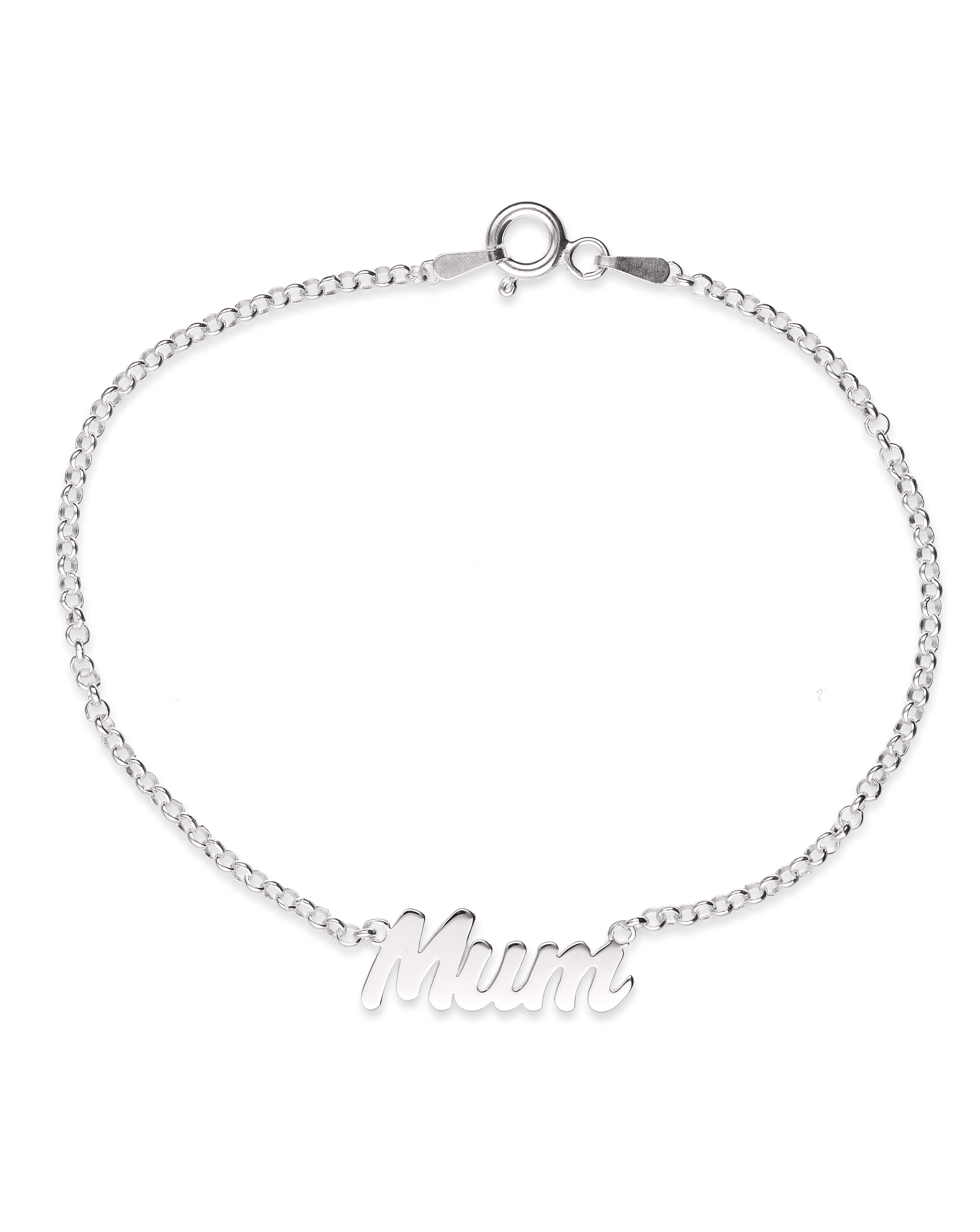Sterling Silver Mum Bracelet On Belcher Style Chain | Simply Be